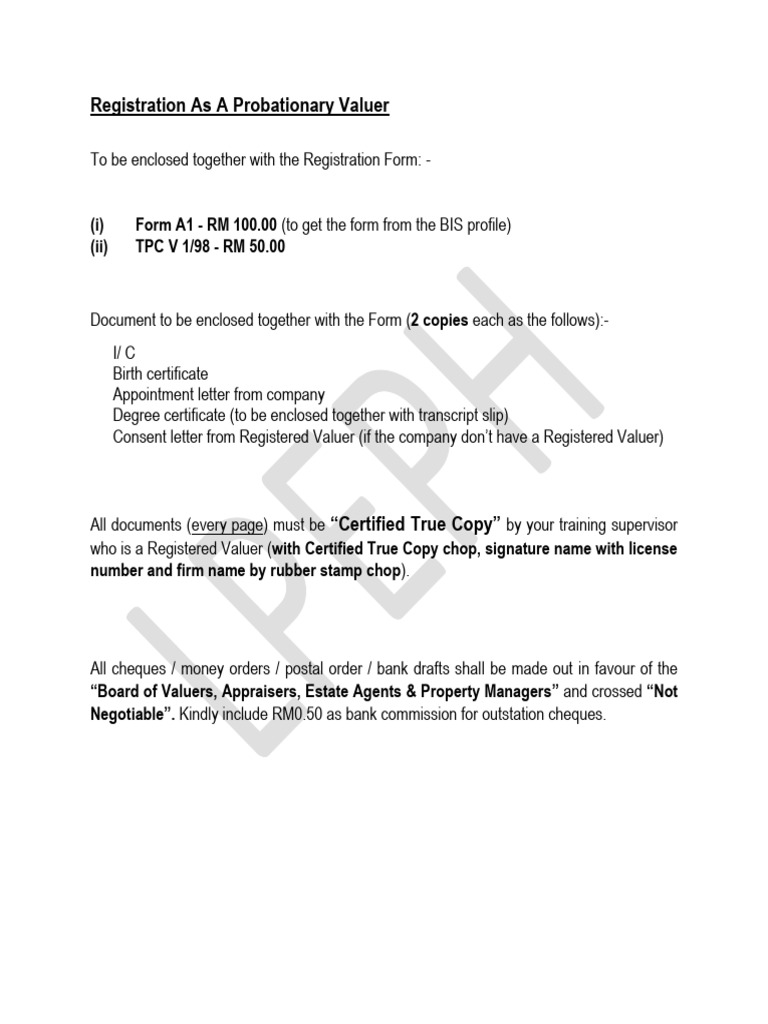 1. GUIDELINE ON REGISTRATION AS A PROBATIONARY VALUER | PDF | Real Estate Appraisal