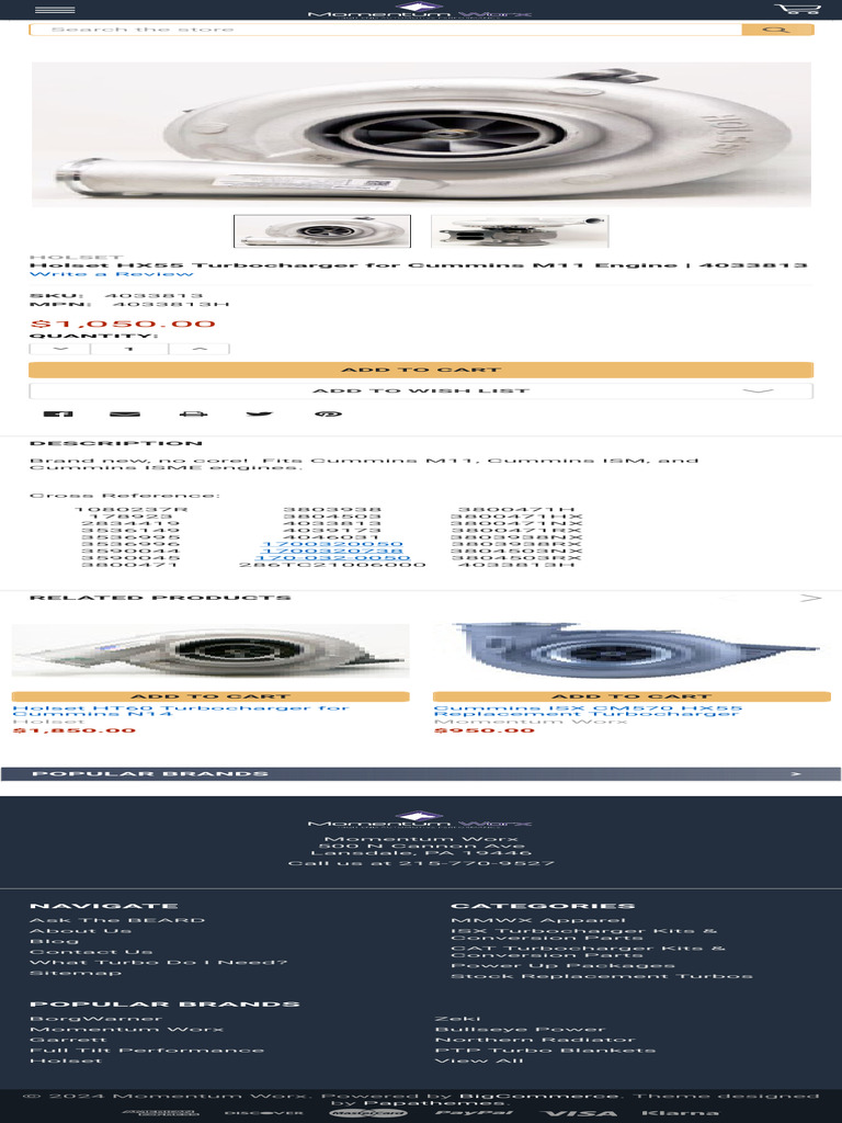 Holset HX55 Turbocharger For Cummins M11 Engine | PDF