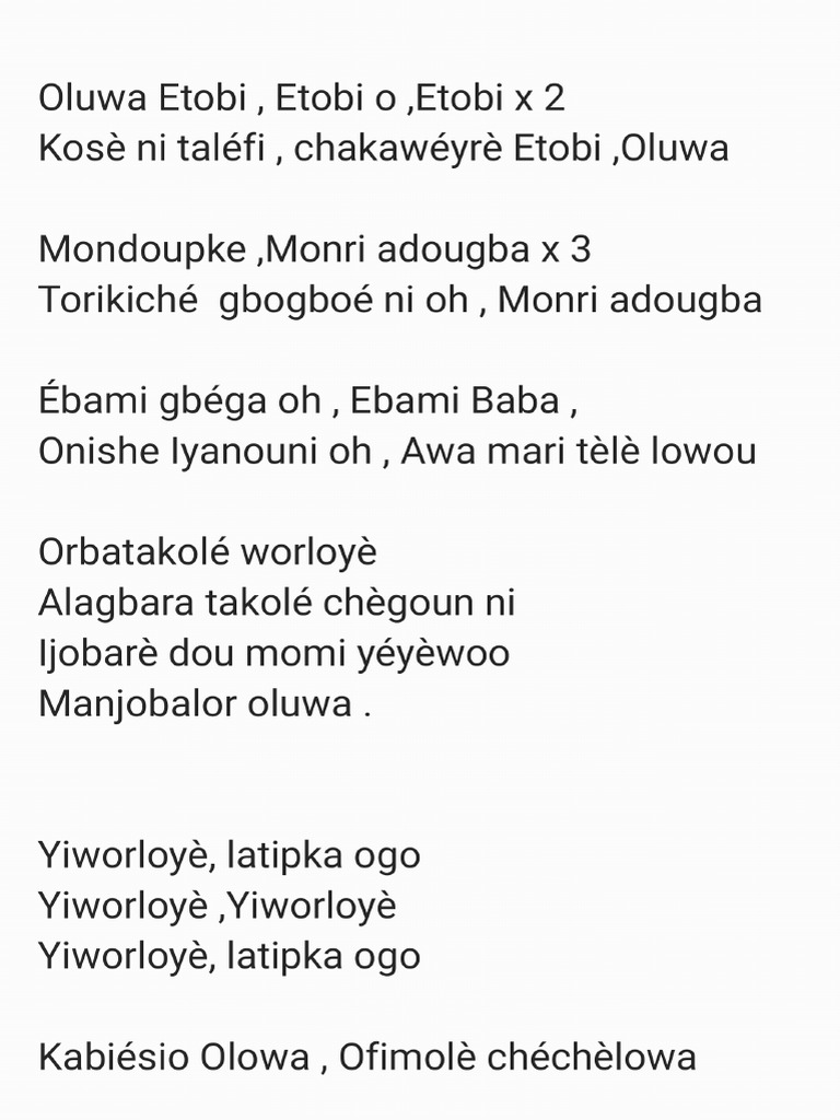 Yoruba lyrics | PDF