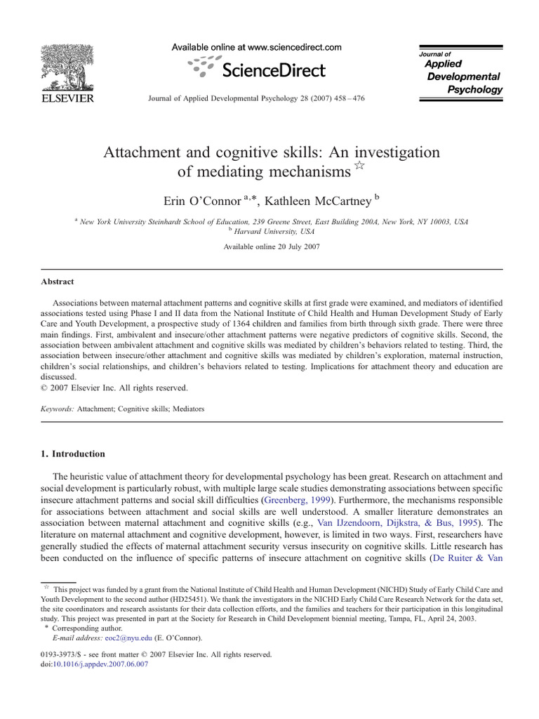 Attachment and Cog Skills | PDF | Attachment Theory | Attention