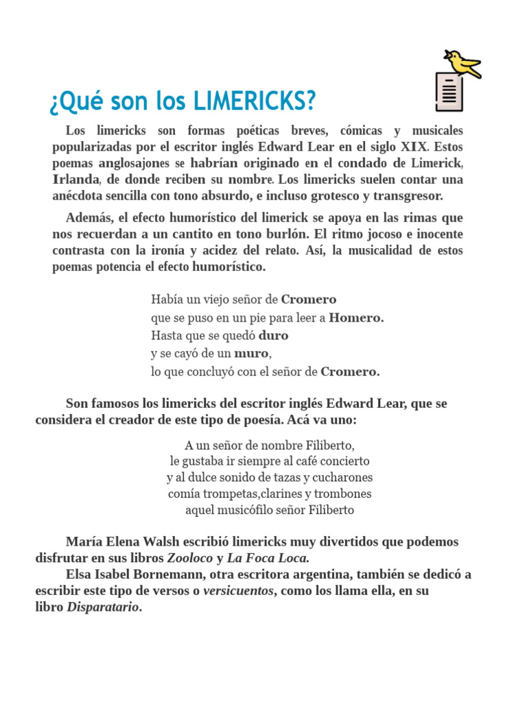Los Limericks | PDF | Limerick (Poesía) | Poesía