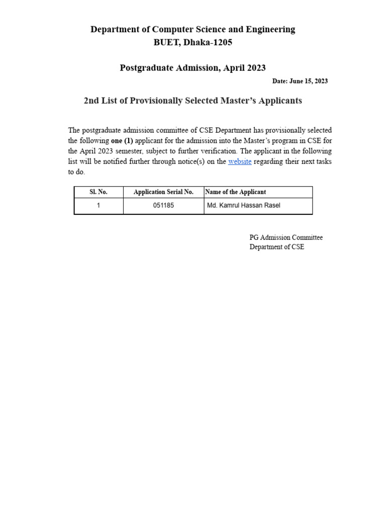 2nd List of Provisionally Selected Masters Applicants-1 | PDF