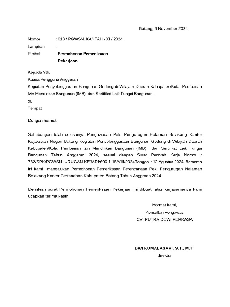 Surat Permohonan Pemeriksaan BPN | PDF