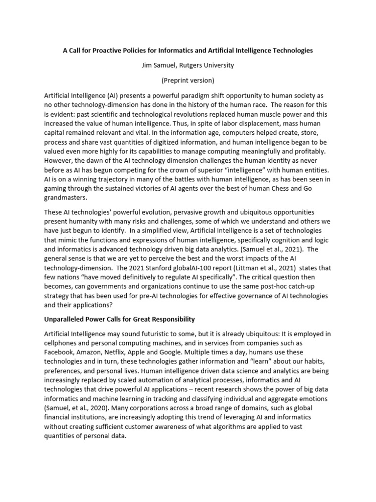 Proactive policies_AI | PDF | Artificial Intelligence | Intelligence ...