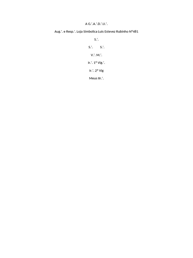 Cabeçario Pr.'. Loja | PDF