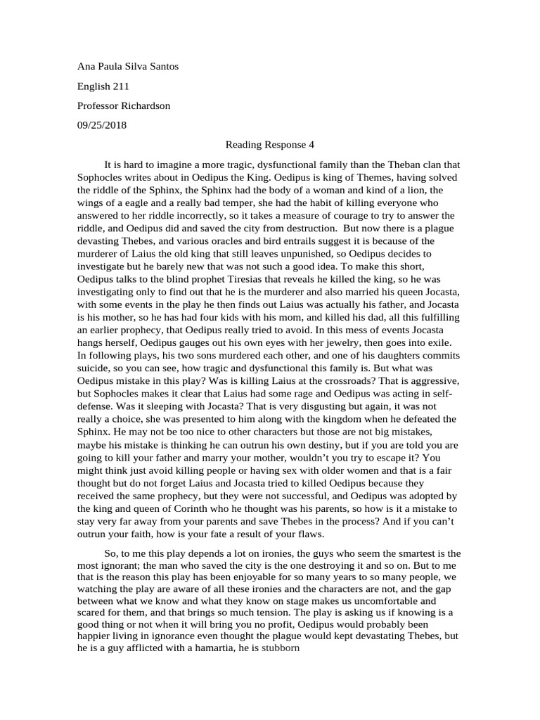 Reading+Quiz+4 | PDF | Oedipus