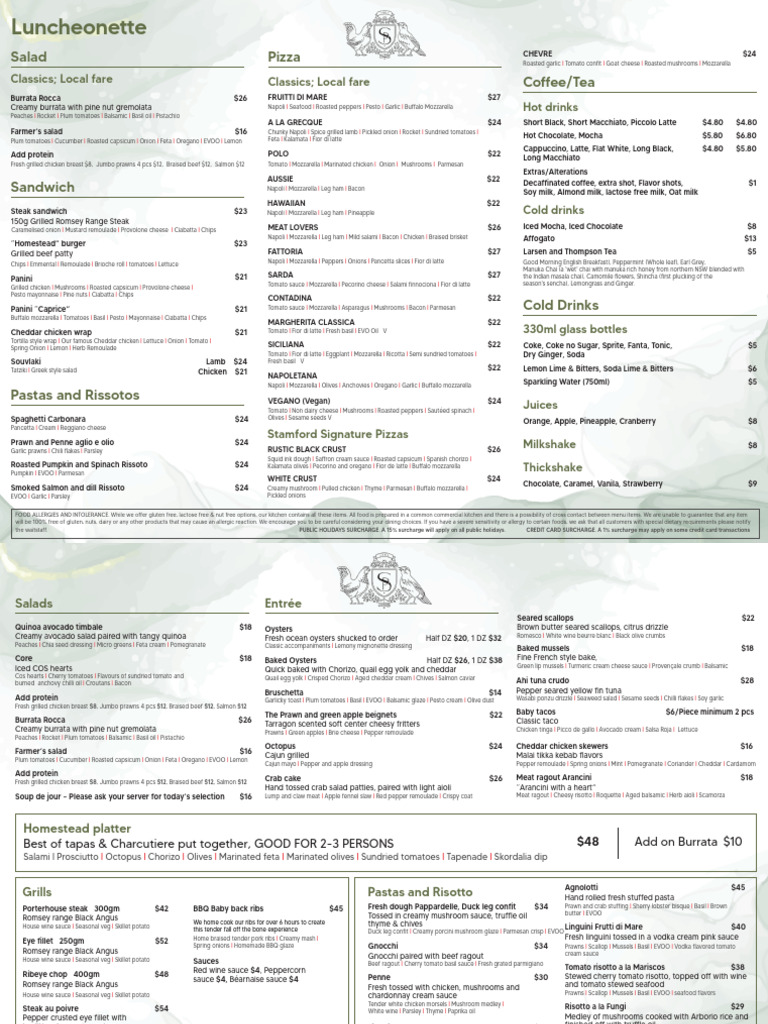 Menu & Surcharge Details | PDF | Mozzarella | Hamburgers