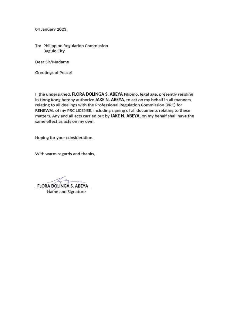 PRC License Renewal Authorization | PDF