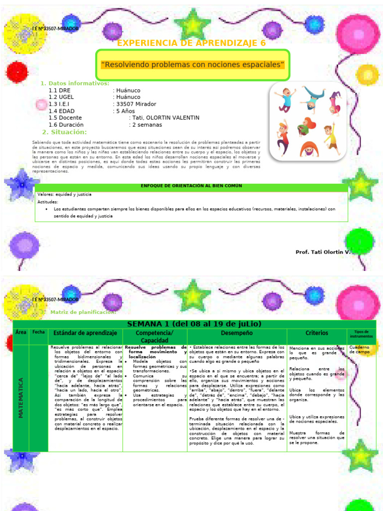 Experiencia de Aprendizaje 6 | PDF | Espacio | Aprendizaje
