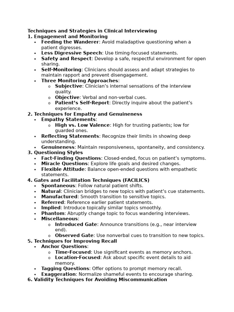 Techniques and Strategies in Clinical Interviewing | PDF | Nonverbal ...