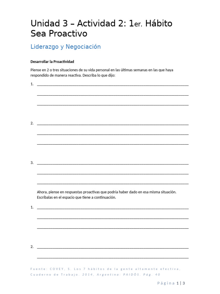 LyN Unidad 4 Actividad 2 Sea Proactivo Desarrollar La Proactividad | PDF