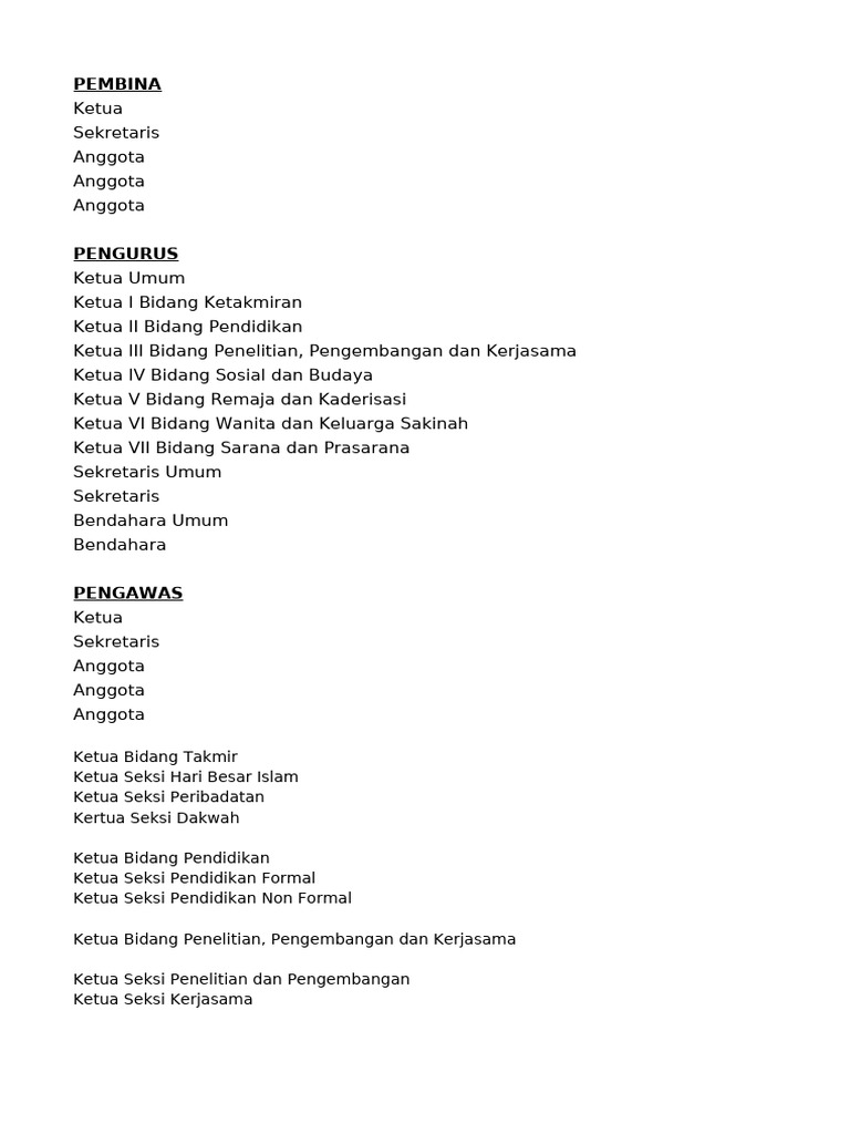 Susunan PENGURUS | PDF