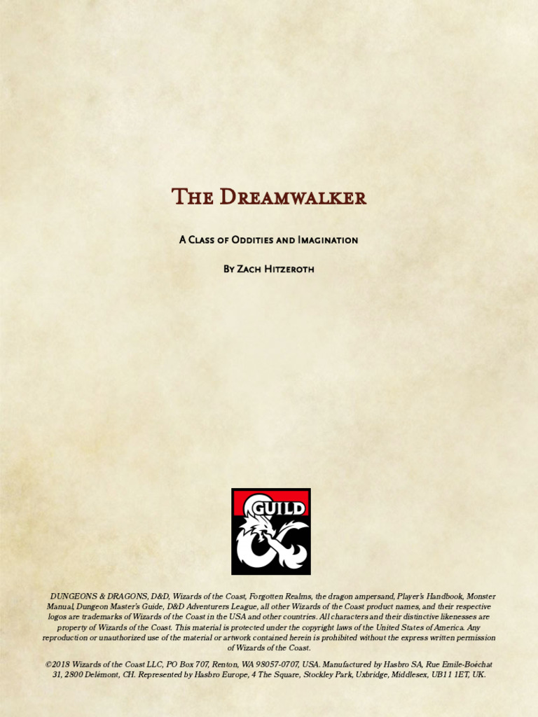 1438529-Hitzeroth - Dreamwalker Class v1.0 | PDF | Wizards Of The Coast ...