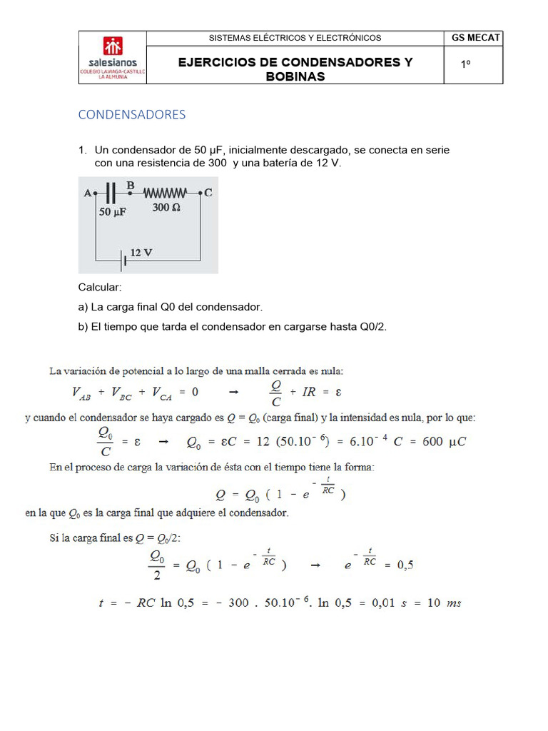 TEMA 2 Ejercicios C y L - SOL | PDF | Condensador | Inductor
