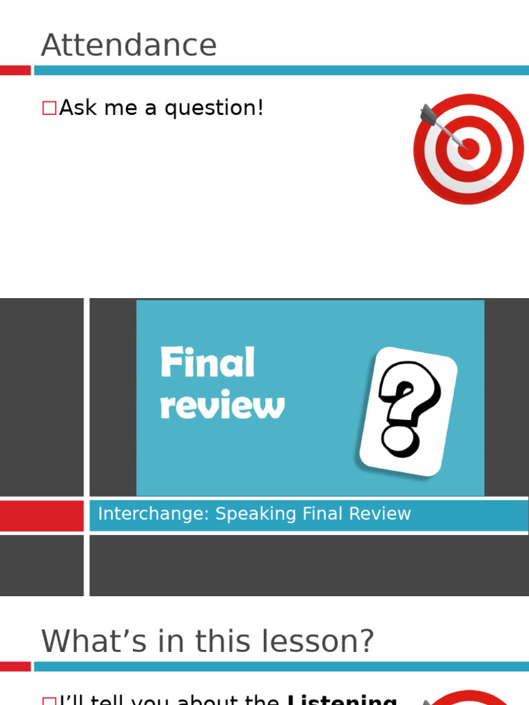 Interchange Final Review | PDF | Question