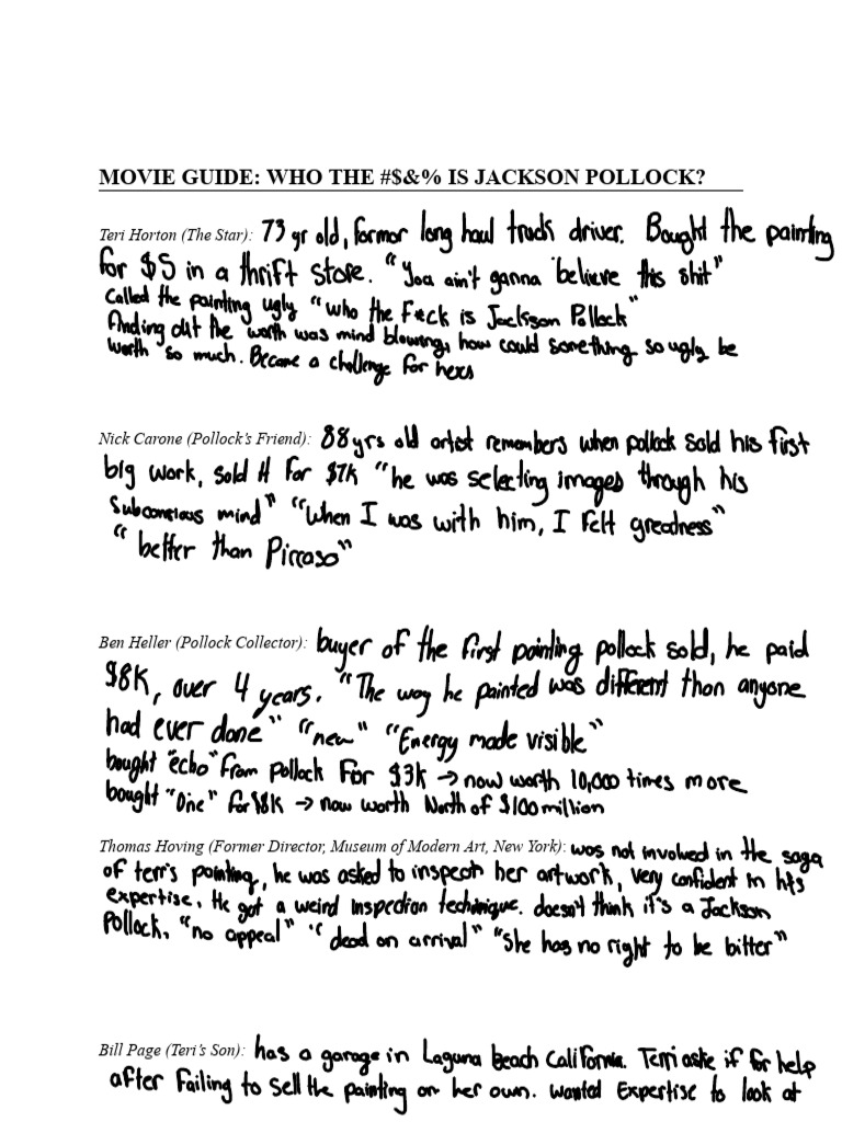 Movie+Guide Who+the+#$&%+is+Jackson+Pollock? | PDF