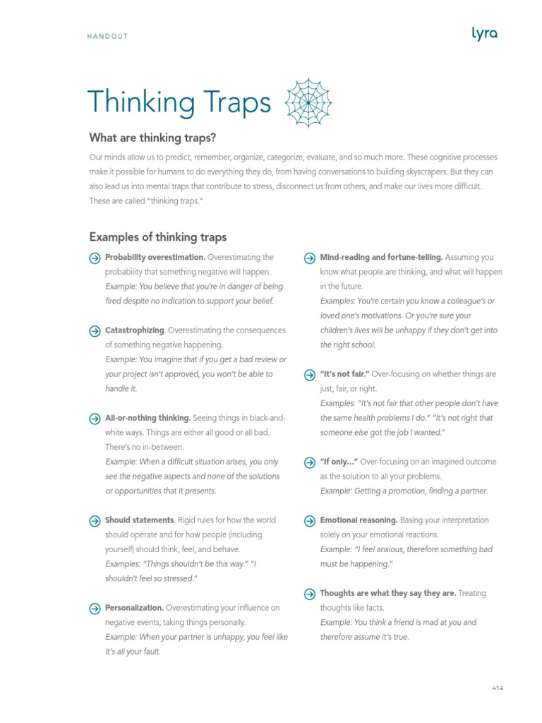 Thinking Traps HANDOUT | PDF | Thought | Cognition