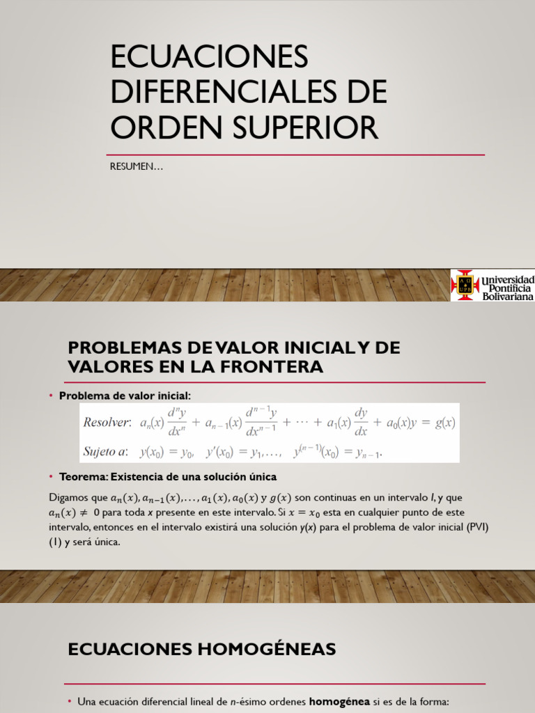 Ecuaciones Diferenciales de Orden Superior | PDF | Ecuaciones | Linealidad