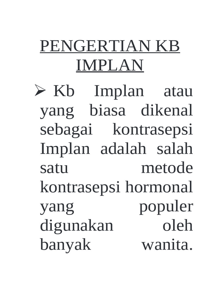 PENGERTIAN KB IMPLAN MANTO LENGKAP 1 | PDF