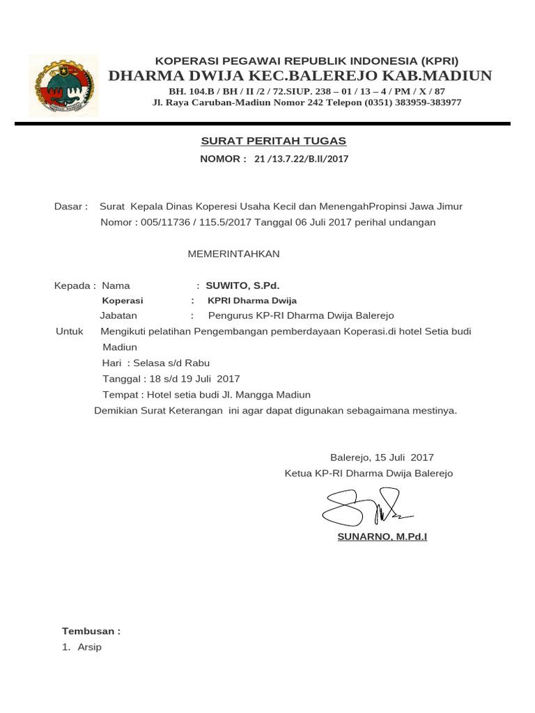 Surat Keterangan Atas Nama SIUP WARKOP Dharma Dwija | PDF