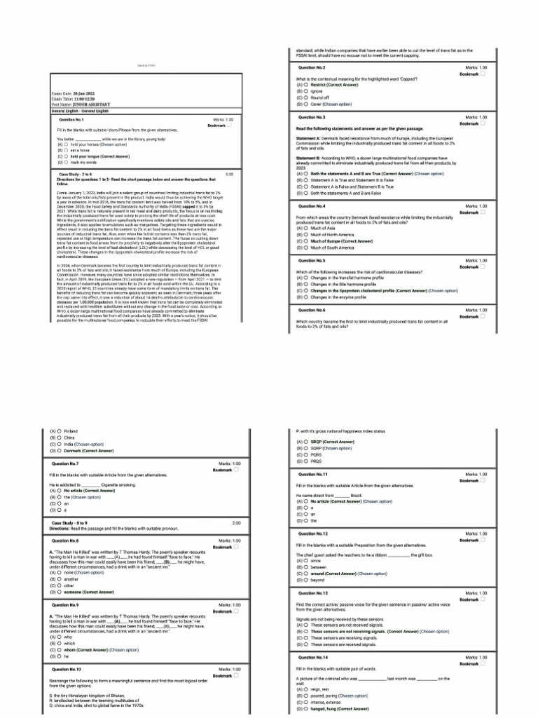 JKSSB Jnr. Asst. Compiled 2022 Papers - Converted | PDF