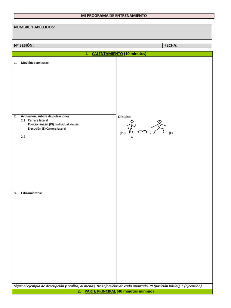 Falsilla Entrenamiento Bien Hecha | PDF | Flexibilidad (anatomía) | Aptitud física