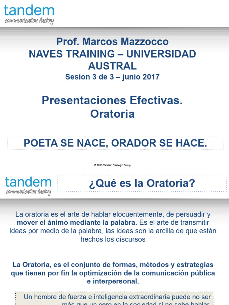 Sesion 3 Naves Training Oratoria Marcos Mazzoco | PDF | Hablar en público