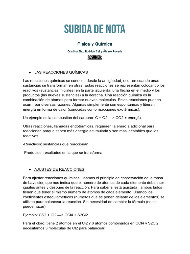 Subida de Nota Fisica | PDF | Estequiometría | Química