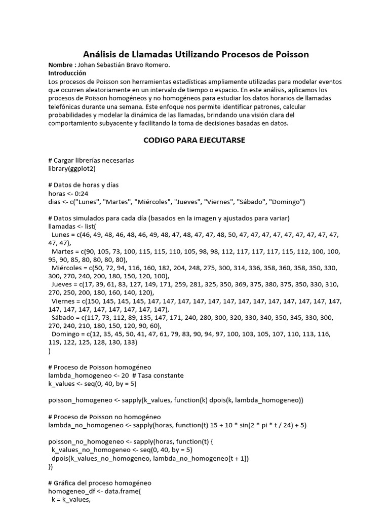Procesos Poisson Johan Bravo | PDF | Distribución de veneno | Enseñanza ...