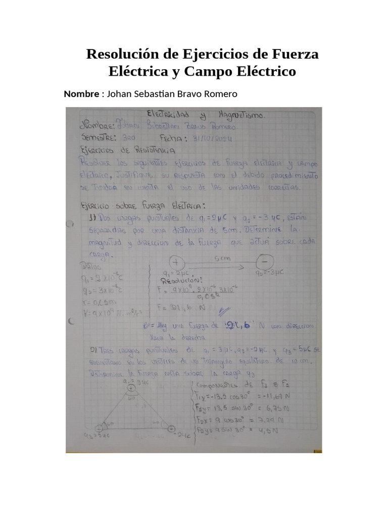 Resolución de Ejercicios Johan Bravo | PDF