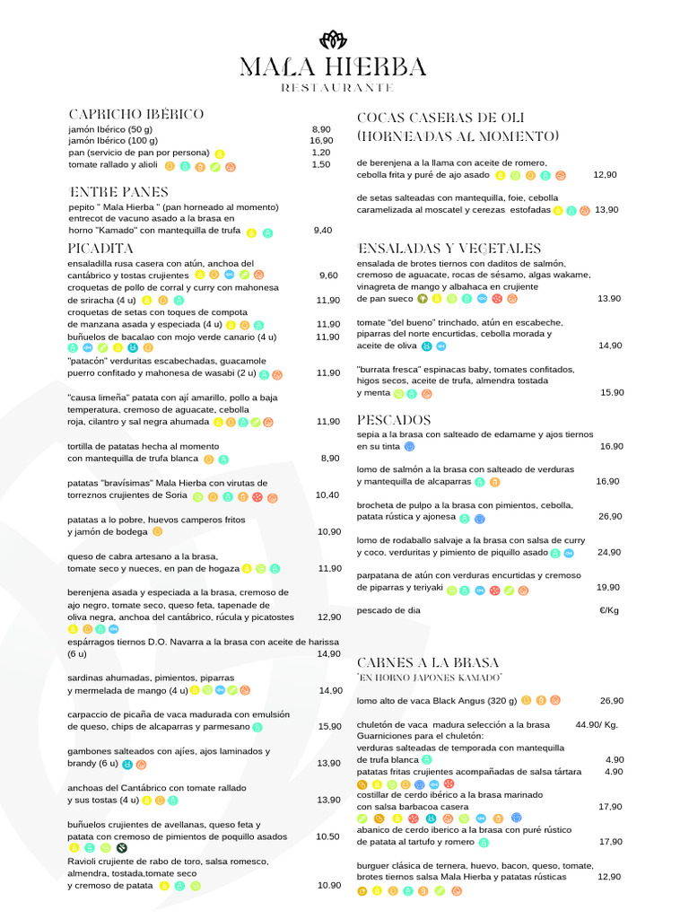 Carta Mala Hierba | PDF | ensalada | Postres