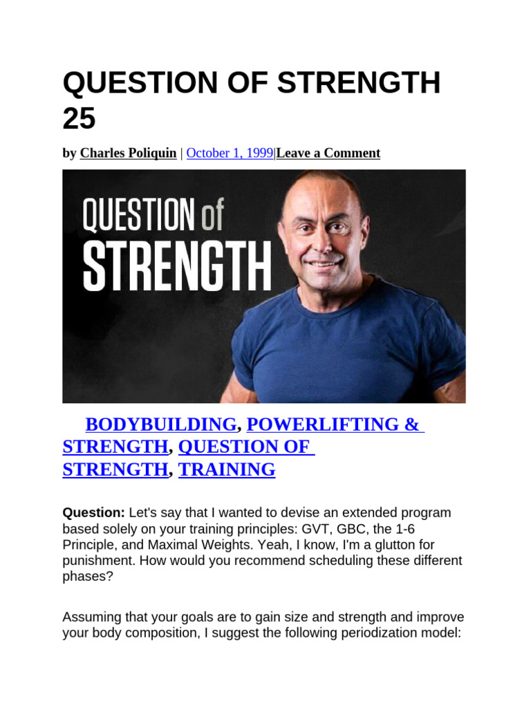 Question of Strength 25 | PDF | Strength Training | Muscle Hypertrophy