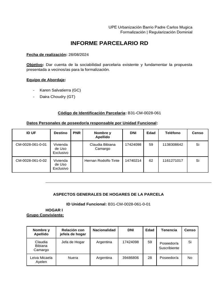 Informe parcelario - B31-CM-0028-061 (1) | PDF