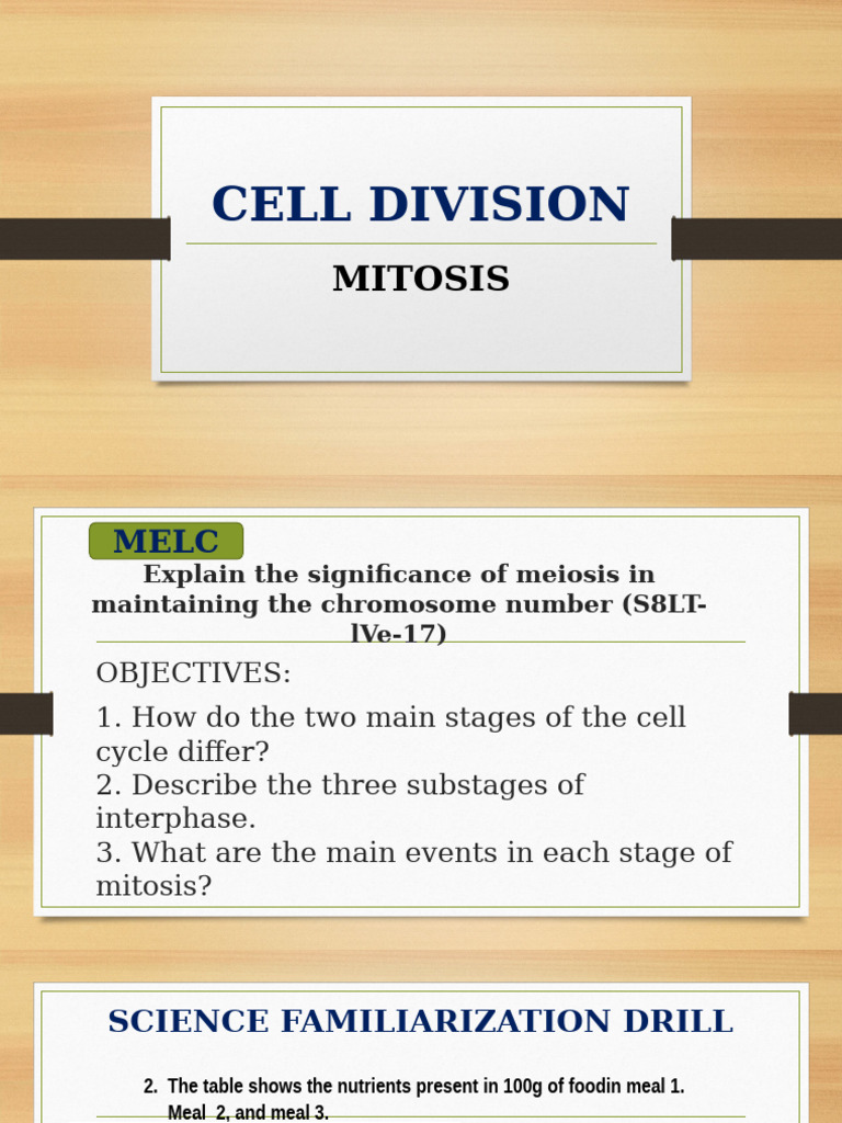 Cell Division Mitosis Ppt | PDF | Meiosis | Mitosis