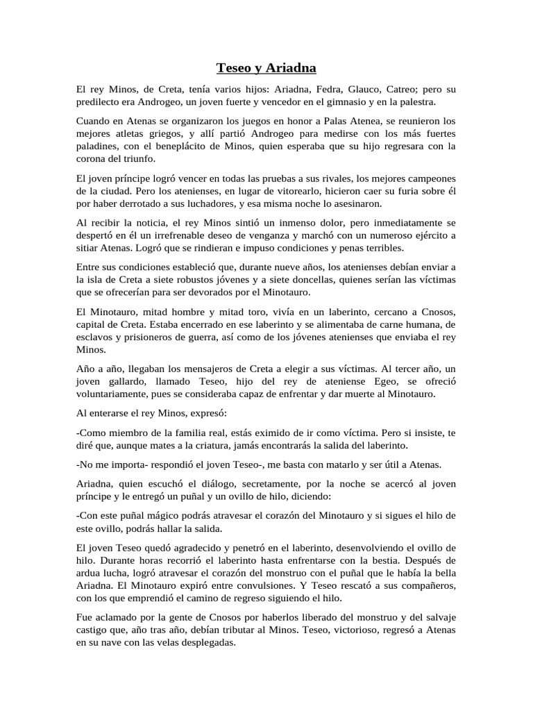 Teseo, Ariadna y el Minotauro | PDF | Minotauro | Teseo