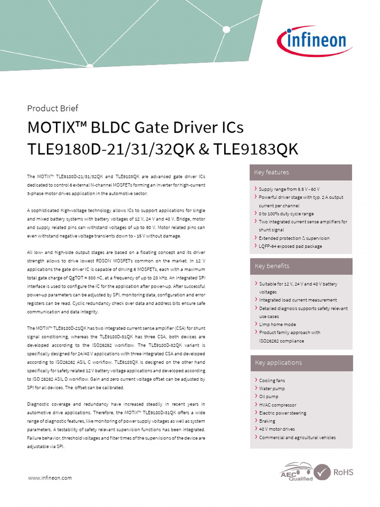 Infineon TLE9180D ProductBrief v01 - 01 EN | PDF | Amplifier | Mosfet