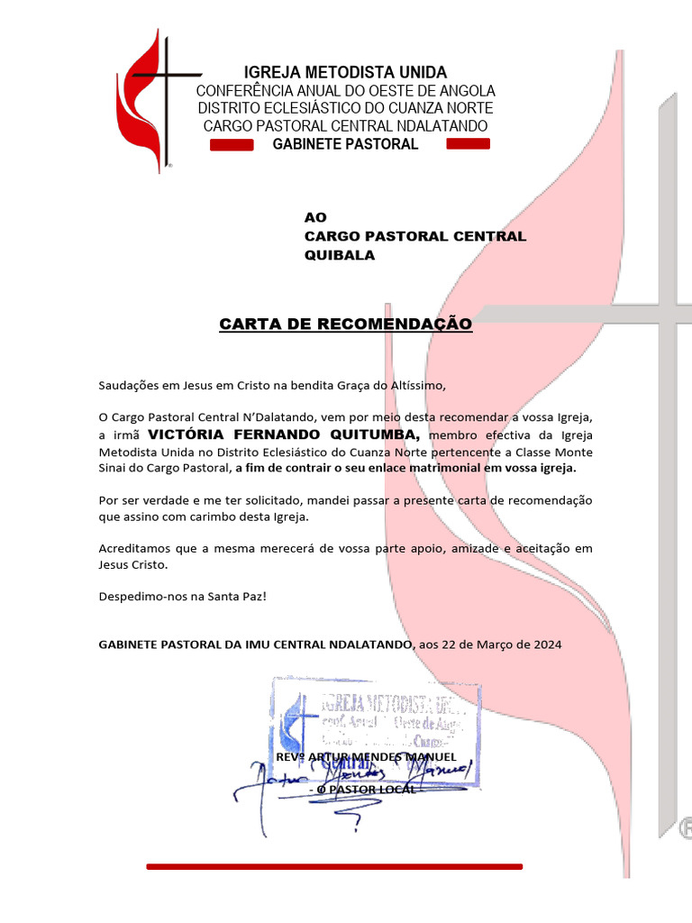 CARTA DE RECOMENDAÇÃO - | PDF
