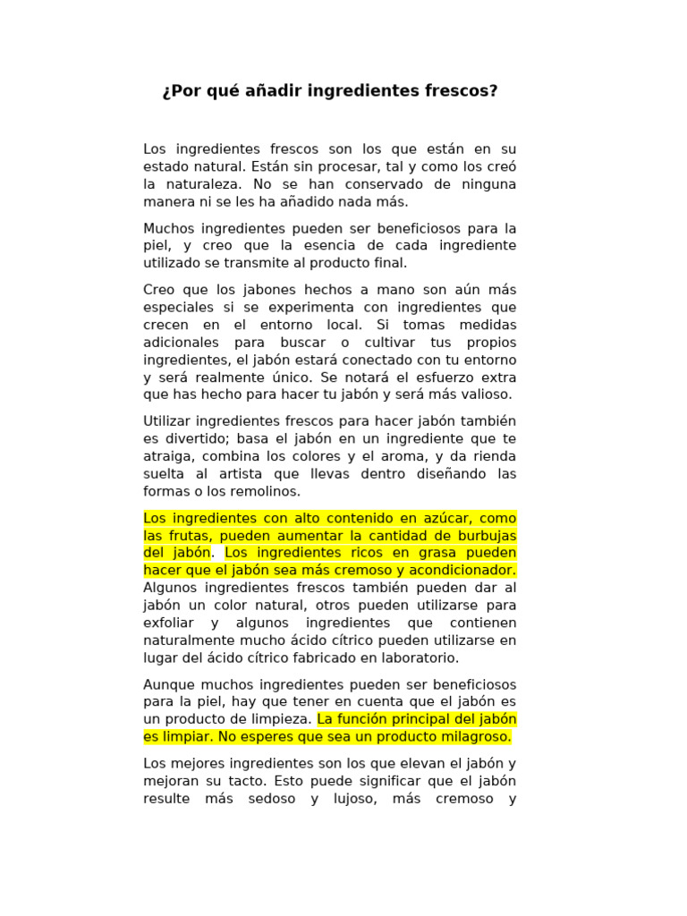 Ingredientes Frescos | PDF