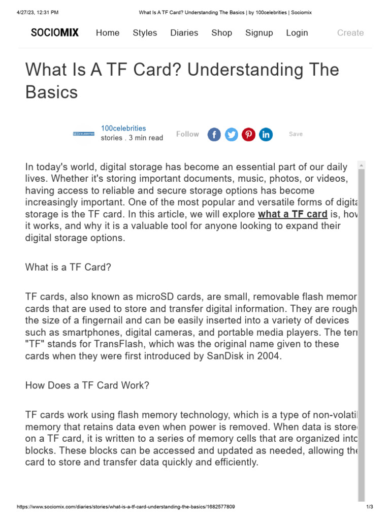 What Is A TF Card? Understanding The Basics: Home Styles Diaries Signup ...