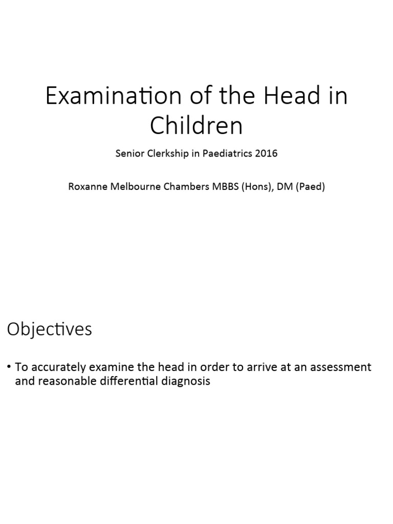Examination of The Head in Children | PDF | Skull | Diseases And Disorders