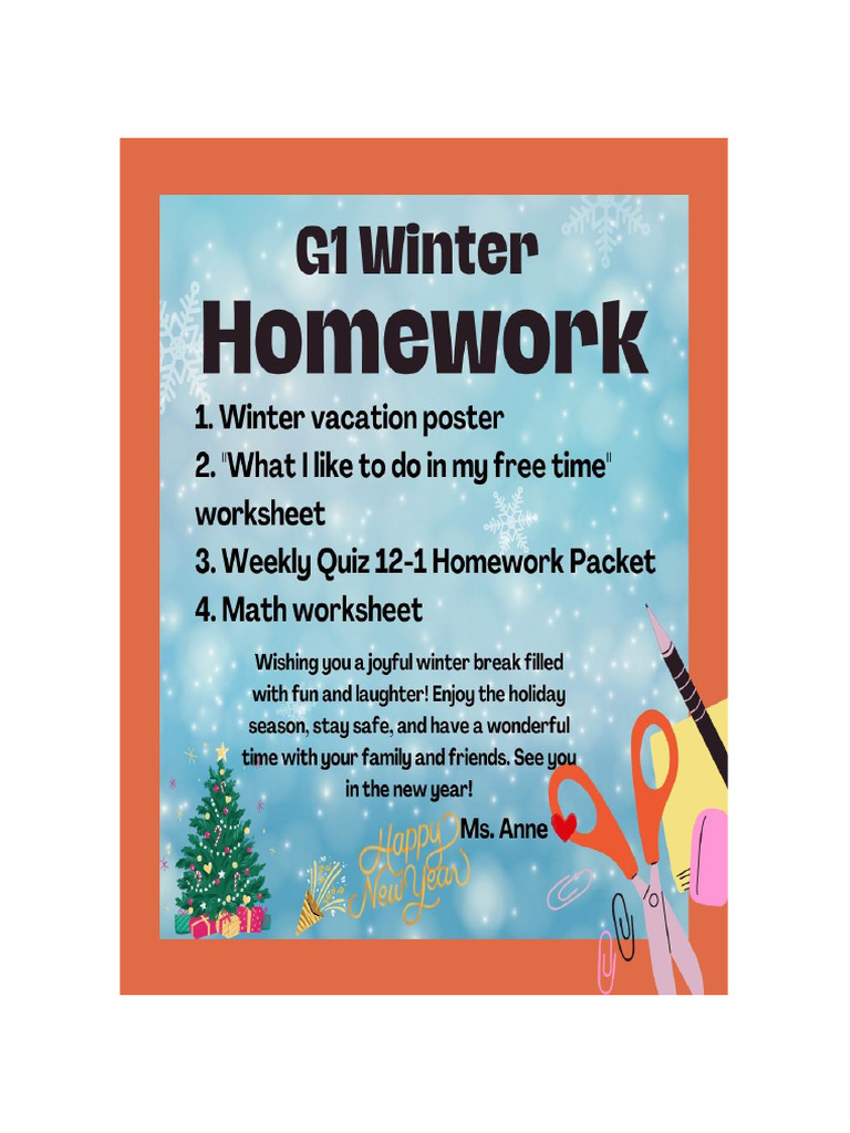 Winter break homework list | PDF