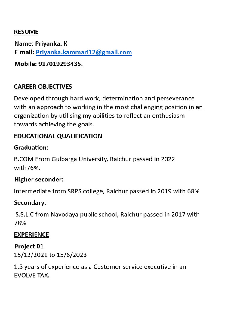 priyanka K Resume | PDF