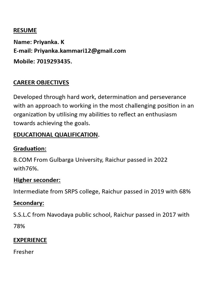 Priyanka Resume | PDF