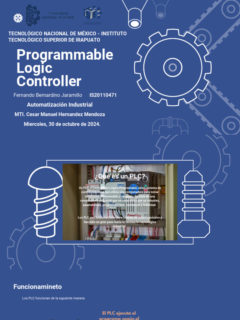 Tarea 9 Documento de Investigación PLC | PDF | Controlador lógico programable | Almacenamiento ...