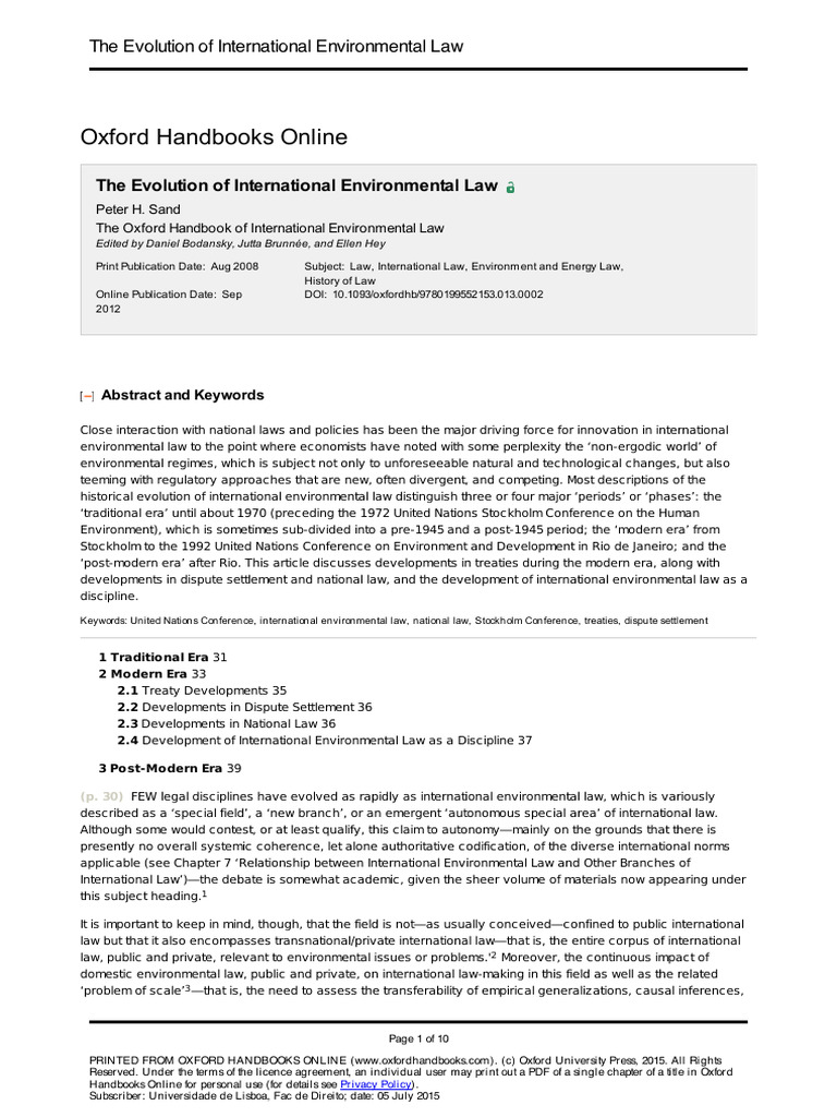 Evolution of International Environmental Law | PDF | Environmental Law ...