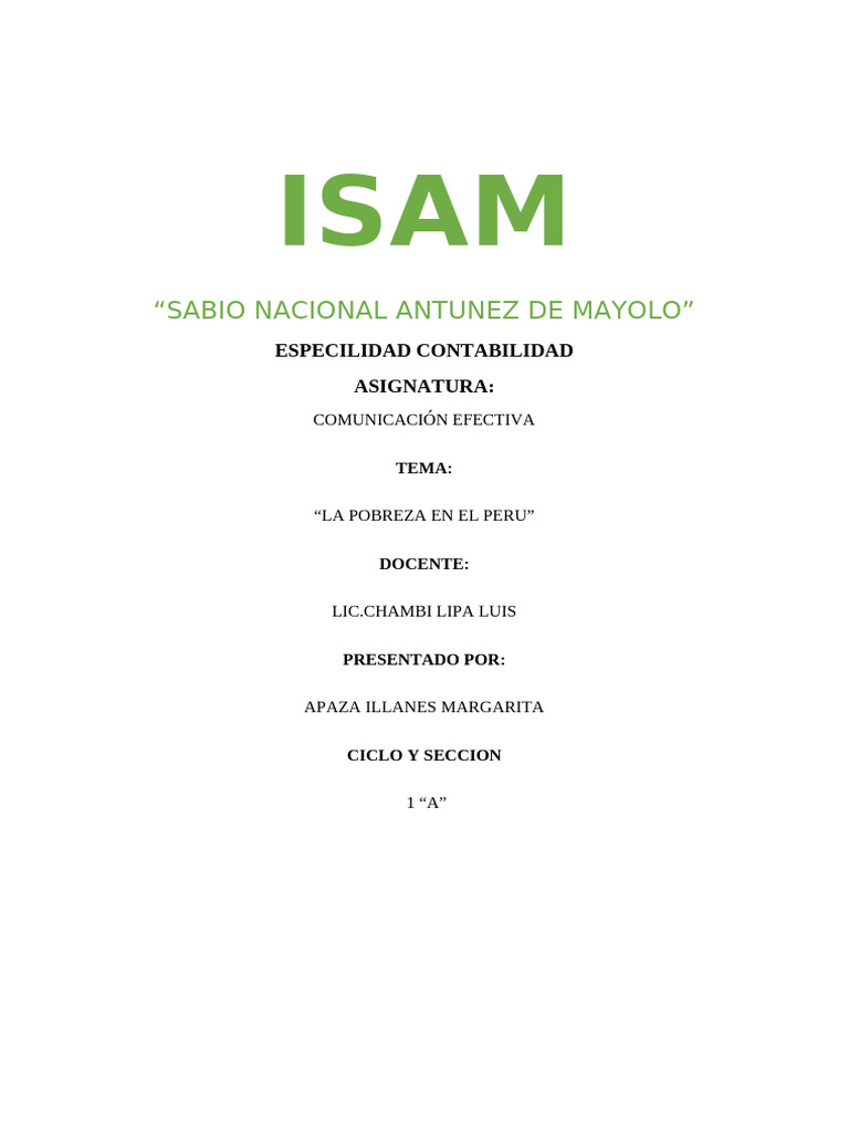 ISAM | PDF | Pobreza | Pobreza e indigencia