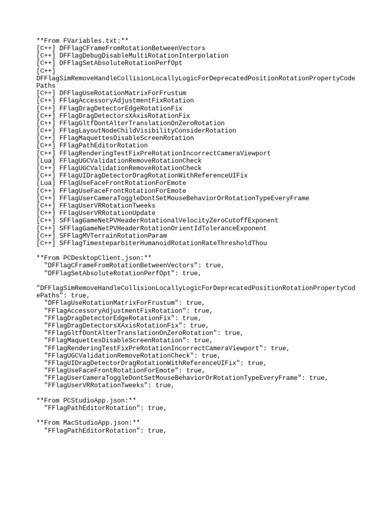 C++ and Lua Rotation Flags Overview | PDF