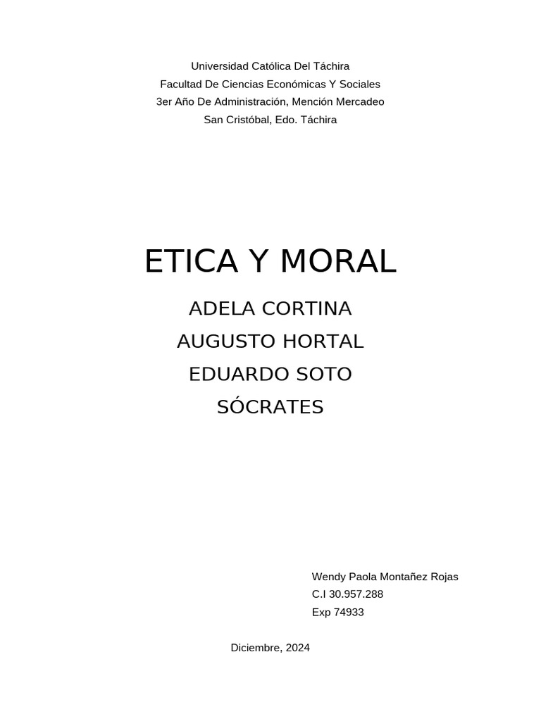 Ensayo ETICA Y MORAL | PDF | Moralidad | Comportamiento