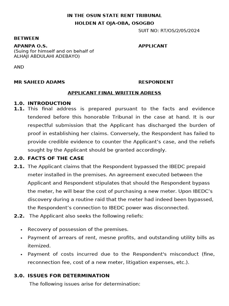 APANPA Final Written Address 010759 | PDF | Damages | Lawsuit