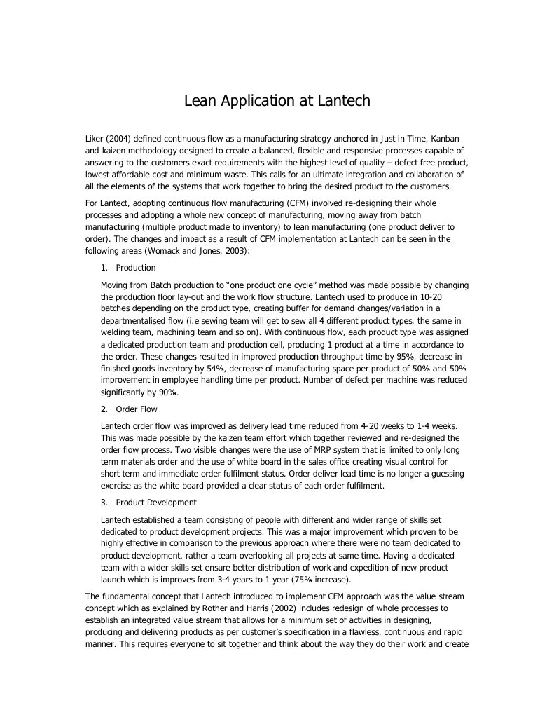 Lean Application at Lantech | PDF | Lean Manufacturing | Accountability